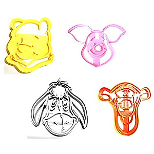 WINNIE THE POOH THEMED CARTOON BOOK TIGGER EEYORE PIGLET SET OF 4 COOKIE CUTTERS MADE IN USA PR493
