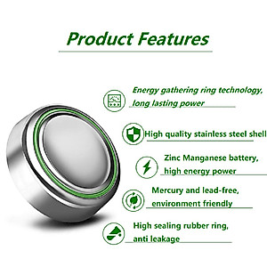 Cotchear 20pcs AG5 Button Cell Battery 1.5V 393A LR754 SR48 AG5 Alkailine Coin Batteries