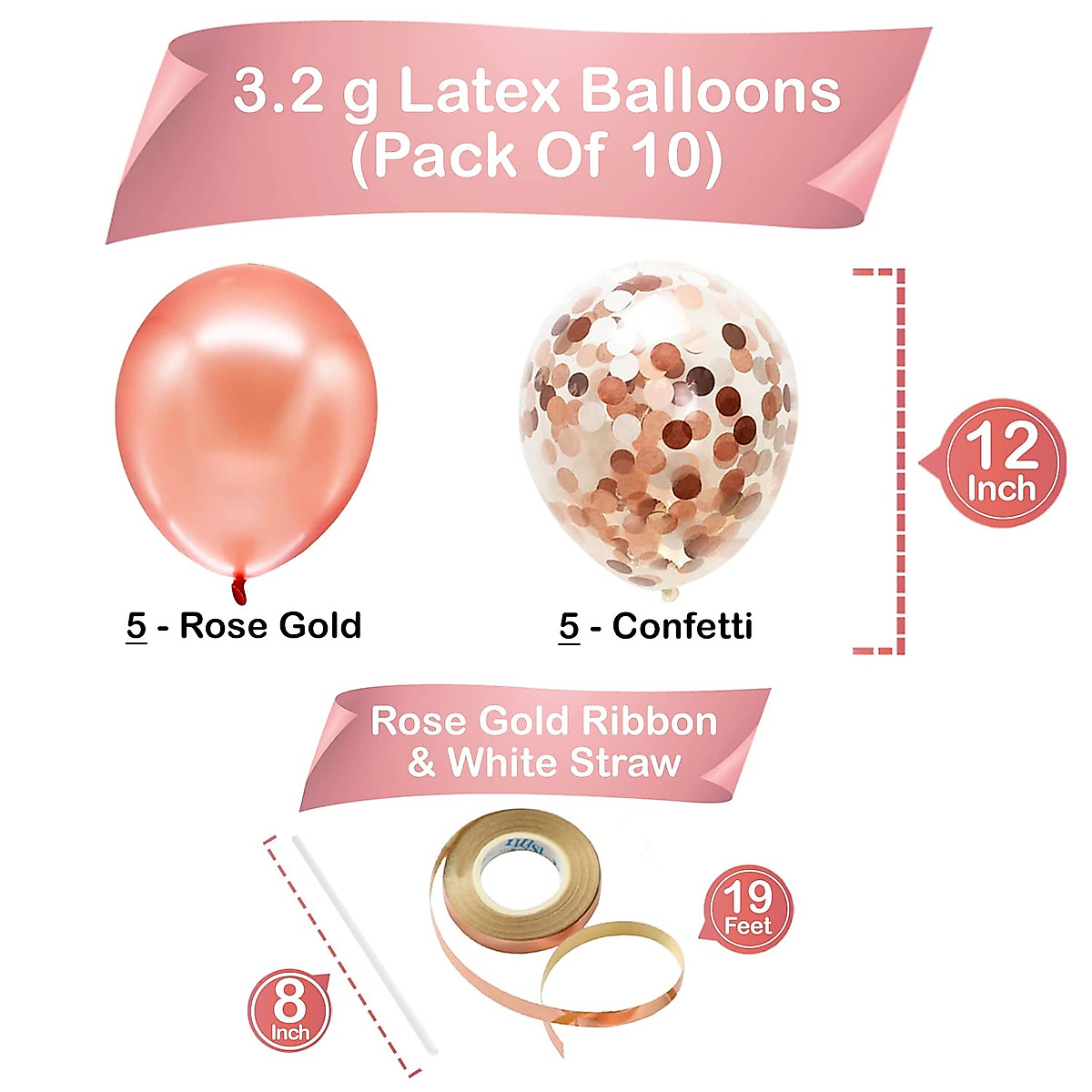KatchOn, Rose Gold 15 Balloons Number - Giant, 40 Inch | 15 Birthday Balloons with Confetti for Happy 15th Birthday Decorations for Girls | Quinceanera Decorations | 15 Birthday Decorations for Girls