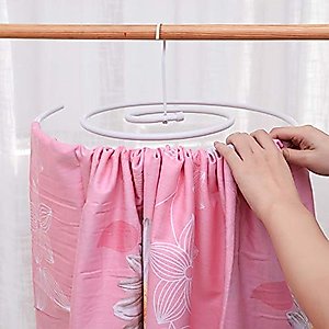 Clothes Drying Rack Stainless Steel, Spiral Clothes Hangers Space Saving Rack, Multifunction Rotating Shaped Drying Rack Quilt Bed Sheet Bedspread Blanket Airer Holder for Home Laundry Hotel, White