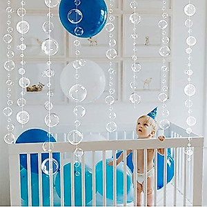 4 String Under the Sea White Bubble Garlands for Little Mermaid Party Decorations 2D Bubble Coutout Garland Hanging Bubbles Streamer Pool Ocean Underwater Kids Birthday Baby Shower Bday Party Supplies
