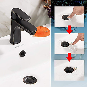 REGALMIX Oil Rubbed Bronze Pop UP Drain, Bathroom Vessel Lavatory Vanity Faucet Sink Stopper, Built-in Anti-Clogging Strainer, Fits Standard Drain Hole(1-1/2" to 1-3/4"),Without Overflow R085C-ORB…