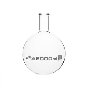 EISCO Florence Boiling Flask, 5000ml - Round Bottom, Narrow Neck, Beaded Rim - Borosilicate Glass