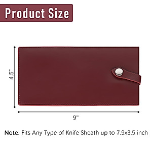 Ozzptuu Enduring PU Leather Meat Cleaver Sheath Heavy Duty Chef Knife Guard Butcher Chef Wide Knives Blade Edge Protectors (Red)