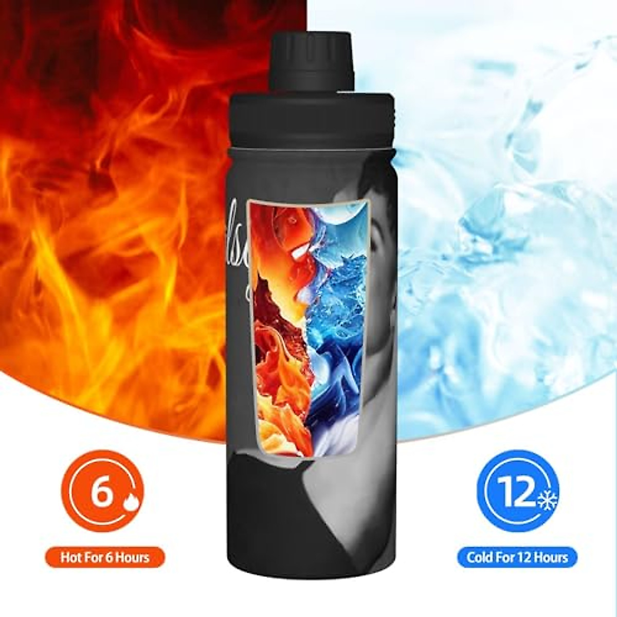 HIKTIEK Halseys Stainless Steel Insulated Tumbler Sports Water Bottle Hot and Cold Travel Cup 18oz
