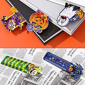 108 Pieces Halloween Bookmark Rulers for Kids Students Ghost Pumpkin Cartoon Animal Halloween Theme Pattern Prints Page Markers for Trick or Treat Prizes Classroom Rewards Holiday Party Decorations