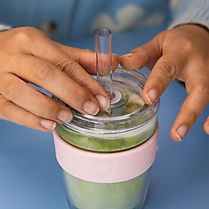 KeepCup Cold Cup - Longplay Double wall Glass Ice Coffee Tumbler with Lid and Straw - 16oz (454ml) - Chalk