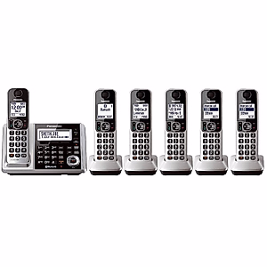 Panasonic KX-TGF375S + 1 KX-TGFA30S Handset (6 Handsets Total) Bluetooth Cordless Phone System with Dual Keypad (KX-TGF370S + 5, KX-TGF372S + 4, KX-TGF373S + 3, KX-TGF374S + 2) (Renewed)