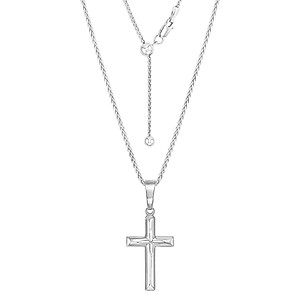 Inspired By My Girls Sterling Silver Cross Necklace with Adjustable Wheat Chain and Faith Keepsake Card Gift For Women - Cut