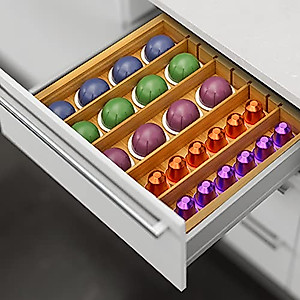 MinBoo Bamboo K Cup Holder for Drawer or Countertop Coffee Pod Holder 25-36 K Cup Pod Storage Tea Bag Organizer Storage for Coffee Station Home Office and Kitchen (Bamboo)