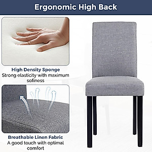 IULULU Dining Chairs Set of 4 Upholstered Linen High-Back, Grey