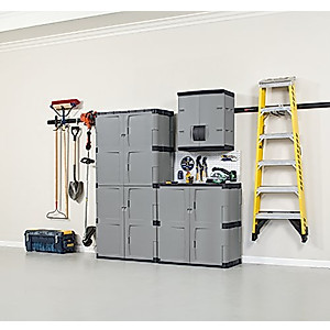 Rubbermaid Freestanding Storage Cabinet, Five Shelf with Double Doors, Lockable, Large, 690-Pound Storage Capacity, Gray, For Garage/Outdoor Storage of Garden Tools/Toys/Power Tools/Pool Accessories