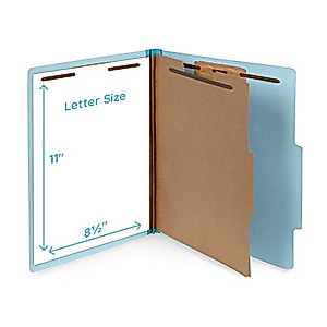 10 Blue Classification Folders - 1 Divider - 2 Inch Tyvek Expansions - Durable 2 Prongs Designed to Organize Standard Medical Files, Law Client Files, Office Reports - Letter Size, Blue, 10 Pack