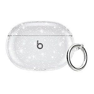 Aircawin for Beats Studio Buds Case 2021 Clear Glitter,Sparkly Bling Clear Case for Beats Studio Buds + Case Cover 2023,Shockproof Soft TPU Case for Beats Studio Buds Case Cover with Keychain-Glitter