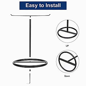 NearMoon T-Shape Hand Towel Holder-Bathroom Towel Rack-Stand with Round Base Towel Bar for Bathroom Kitchen Vanity Countertop, All-Metal Waterproof Standing Tower Ring, Matte Black