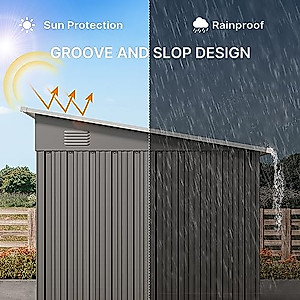 Gizoon 6'x4' Outdoor Storage Shed Metal Garden Shed with Sliding Lockable Doors, Versatile Tool Bike Shed with Transparent Panel Windows, Outdoor Storage Clearance for Backyard, Patio, Dark Gray