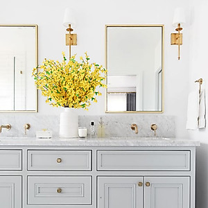 AILANDA 4 Bunches Artificial Flowers Outdoor Fake Plants Eucalyptus UV Resistant Faux Plastic Greenery with Purple Silk Rose Floral Arrangement for Home Garden Party Wedding Decoration