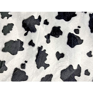 AMORNPHAN 58” Wide 100% Polyester Cow ฺHide Bull Ox Pattern Animal Print Short Pile Smooth Faux Fur Velboa S-Wave Fabric Craft Cloth Kid Sewing Crafting Decorative Pillow Covers for 1 Yard (Cow)