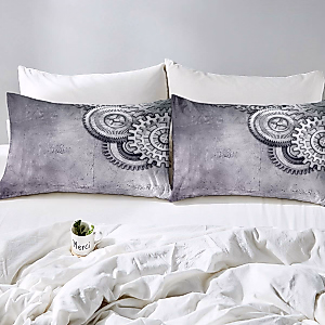 Erosebridal Ndustrial Gear Duvet Cover Steampunk Style Bedding Set Clocks Theme Mechanical Device Comforter Cover Retro Grey Quilt Cover for Kids Boys Girls Teens, Decor 3 Pcs King Size