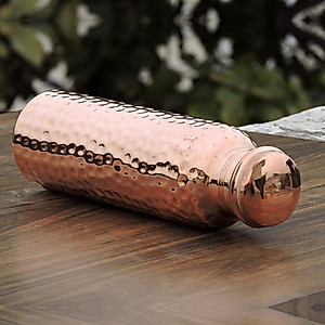 Ancient Impex Hammered Pure Copper Water Bottle Joint Free With Ayurvedic Benefited 100% Pure And Leak Proof Bottle 33.84 Us Fl Ounce Capacity