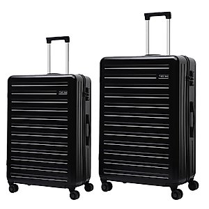 TydeCkare 2-Piece 20/24 Inch Luggage Set without Front Pocket, ABS+PC Lightweight Hardshell Suitcase with TSA Lock & Spinner Silent Wheels, Black