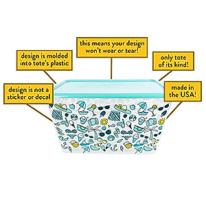 SIMPLYKLEEN 14.5-gal. Reusable Stacking Plastic Storage Containers with Lids, Blue Summer (Pack of 4) Made in the USA