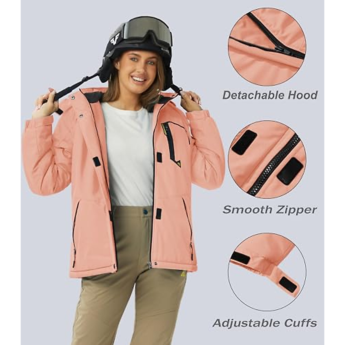 MAGCOMSEN Winter Jackets for Women Skiing Jacket Waterproof Insulated Ski Jackets Thermal Snow Jackets Mountain Snowboarding,S