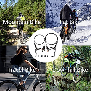 Cyclon Shimano MT200 MTB Hydraulic Disc Brakes Set, Left Front 800mm Right Rear 1400mm with Rear PM/is Adapter Aluminum Alloy Hydraulic Bike Brakes, Dual Disc Piston Fit 160mm Rotors Hydrauli Brakes