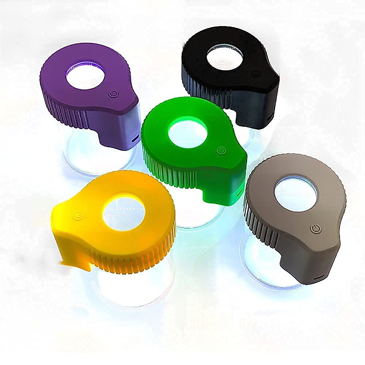 Oweto Led Transparent Glass Seal Storage Jar, Light-Up Magnifying Glass Ornamental Bottle (Blue)