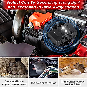 Jahy2Tech 2 Pack Under Hood Rodent Repeller with Strobe Light,3 Power Supply Methods,Professional Ultrasonic Mouse Repellent Rat Squirrel Deterrent for 12V Cars Trucks RV Engine Rodent Defense
