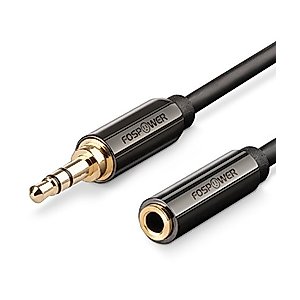 FosPower (15 Feet 3.5mm Male to 3.5mm Female Stereo Audio Extension Cable Adapter [24K Gold Plated Connectors] for Apple, Samsung, Motorola, HTC, Nokia, LG, Sony & More