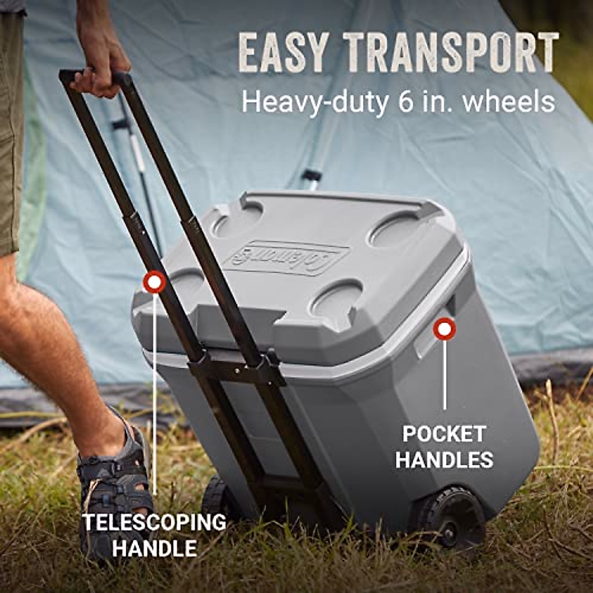 Coleman Classic Series Insulated Portable Wheeled Cooler, Leak-Resistant Outdoor Hard Cooler Keeps Ice up to 5 Days, 65-Quart