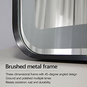 Niccy LED Bathroom Mirror, 30"x22" Rectangle Wall Mounted Vanity Mirrors with Metal Frame, Anti Fog Dimmable Smart Mirror for Bathroom/Bedroom/Livingroom/Entryway(Horizontal or Vertical),Black