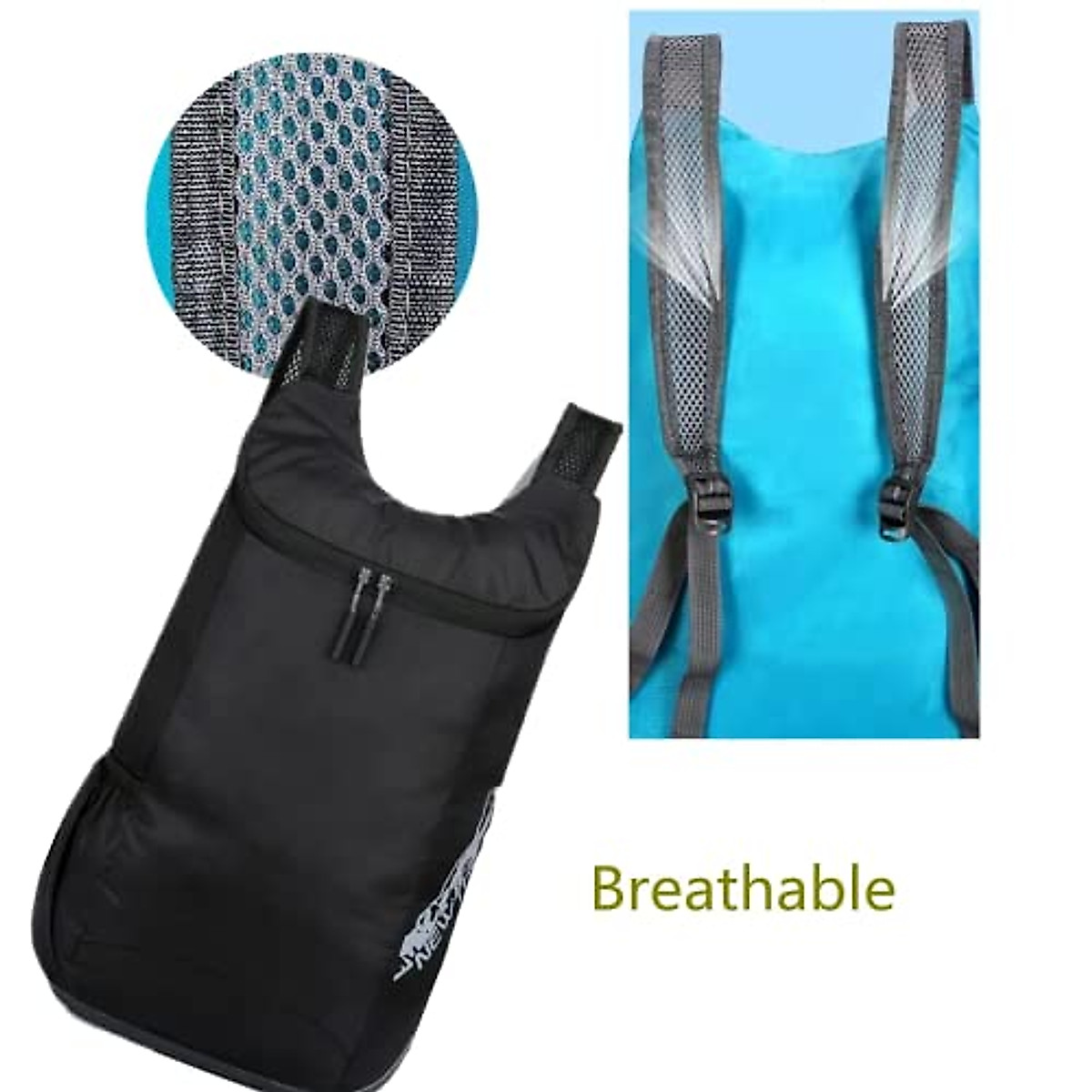 14L Hiking Backpack Lightweight Packable Hiking Daypack Water Resistant Lightweight Foldable Hiking Backpack for Travel Camping Outdoor Small Travel Outdoor Foldable Shoulder Bag (Black)