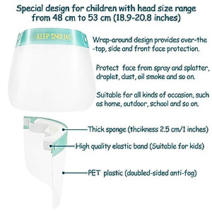 10 Pack Kids Face Shield, Anti-Fog Safety Child Face Shield Mask with Elastic Band & Foam, Children Face Shields for Kids Ages 3-12