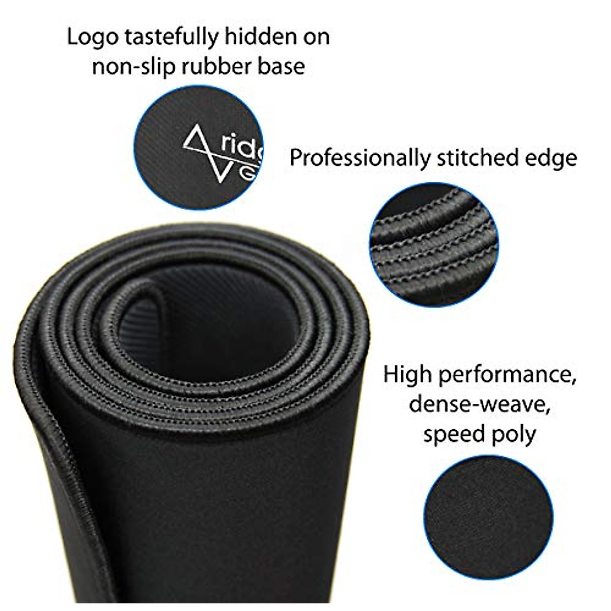 Pro Gaming Mouse Pad (5mm) | Traverse Ridge Massive 46 inch | 46x17.3x0.20 Extra Thick | Black/Black | Dense Weave Speed Poly, Superior Control | Stitched Edge, Washable, Giant Large Desk Mat