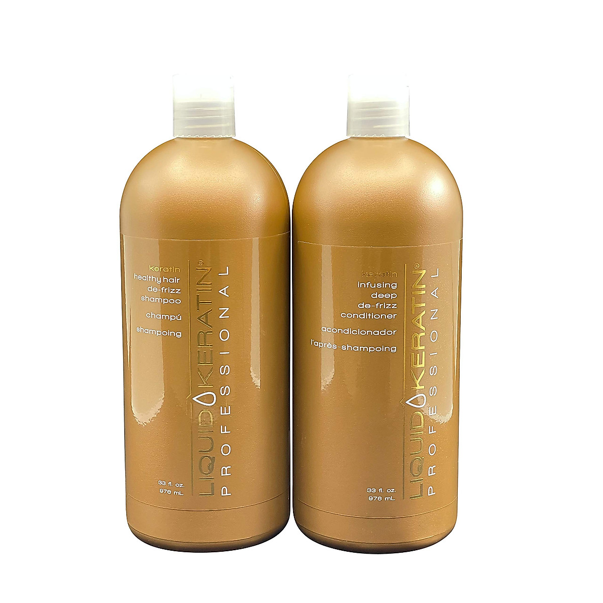 Liquid Keratin De Frizz Shampoo & De Frizz Conditioner Set 33 OZ Each