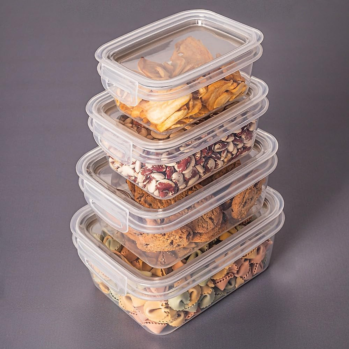 Plasutil 4-Pc Perfect Lock Food Storage Containers Set BPA-Free | Airtight Lids with Locking Tabs | Ideal for Lunch, Meal Prep & Leftovers | Kitchen Organization, Pantry