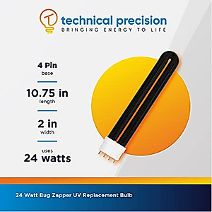 B24B Bug Zapper Bulb Replacement for BK300 or BK500 Kaz Stinger by Technical Precision - 24 watt UV Replacement Bulb (Black Light) - 4 Pin Base - for Outdoor & Indoor Mosquito Zapper - 1 Pack