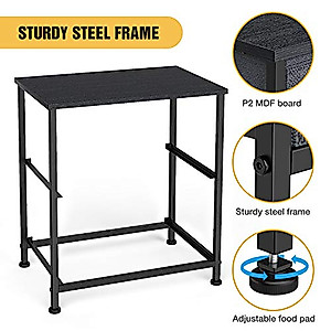 Yesker Nightstand with 2 Fabric Drawers - Sturdy Steel Frame, Small Dresser Storage Tower Organizer Unit for Child Room Bedroom Hallway Entryway Closets, Wide Wood Top, Easy Pull Handle Black Grey