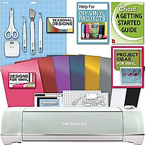 Cricut Explore Air 2 Machine Bundle - Beginner Guide, Tool Kit, Vinyl Pack, Designs & Project Inspiration