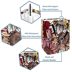 Dragonflies and Bee on Sunflower Print Collapsible Laundry Hamper, 60L Waterproof Laundry Baskets Washing Bin Clothes Toys Storage for Dorm Bathroom Bedroom