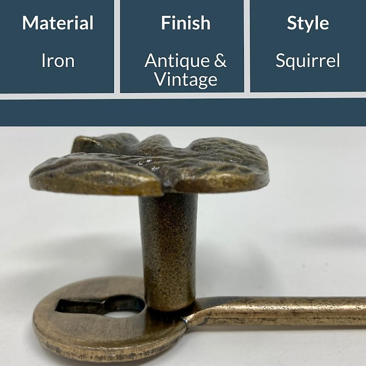 Knobs By Blossom Vintage Antique Brass Iron Wall Hooks Tie Backs Bronze Handmade Metal Animal Hook (16. Squirrel), TFVSAH