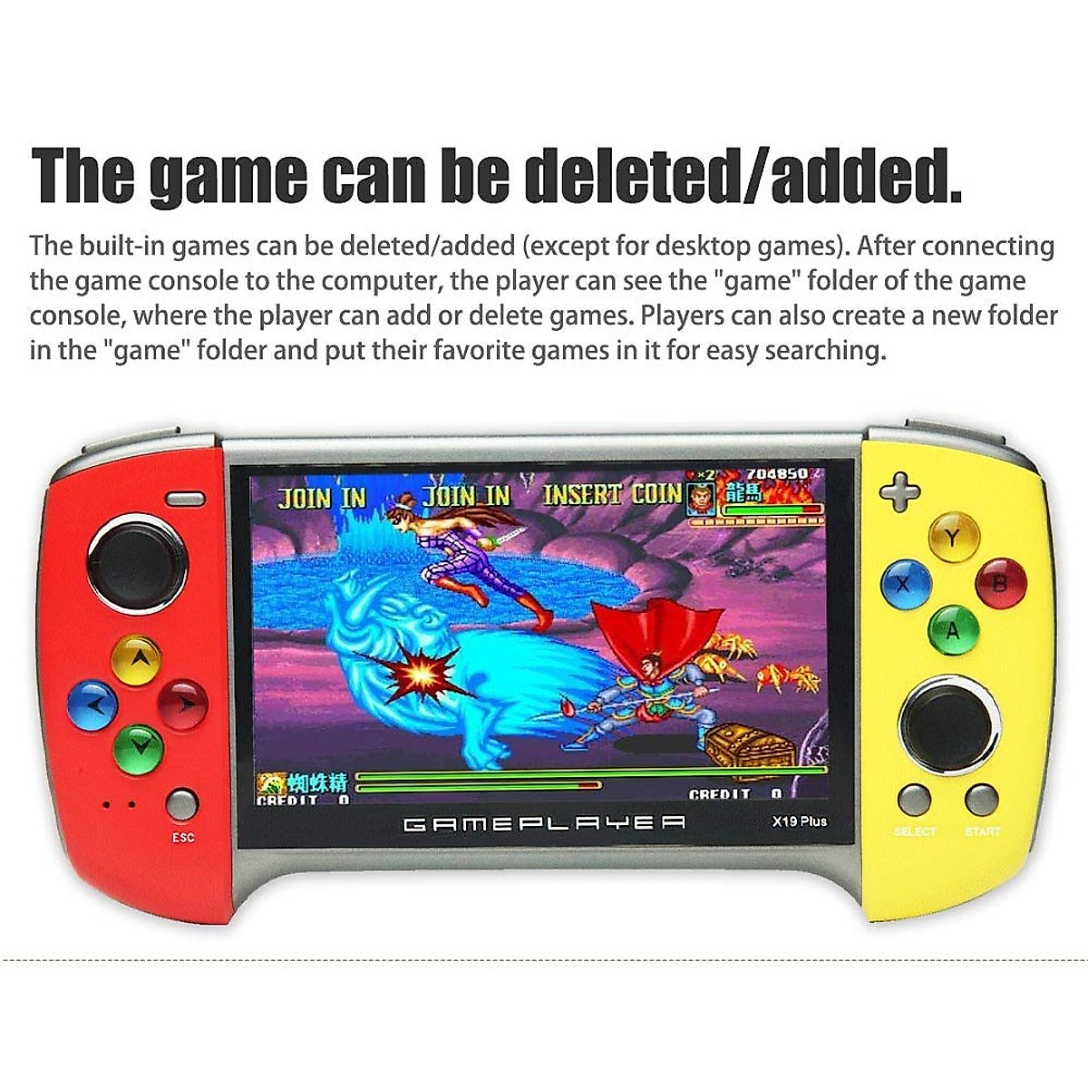 CZT New 5.1-inch Handheld Game Console Built-in 9100 Games Multiple simulators Game can be archived mp3/mp4 DV/DC E-Book Recorder Rechargeable Lithium Battery (Yellowred)