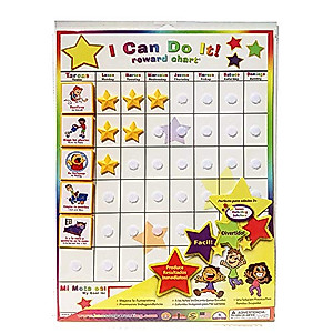 Kenson Kids Spanish/English "I Can Do It" Reward & Responsibility Chart, Good Behavior, Chore, Dry Erase Daily Routine Star Chart for kids ages 3 and up.