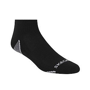 Skechers mens 6 Pack Quarter Crew Running Socks, Black, 10 13 US