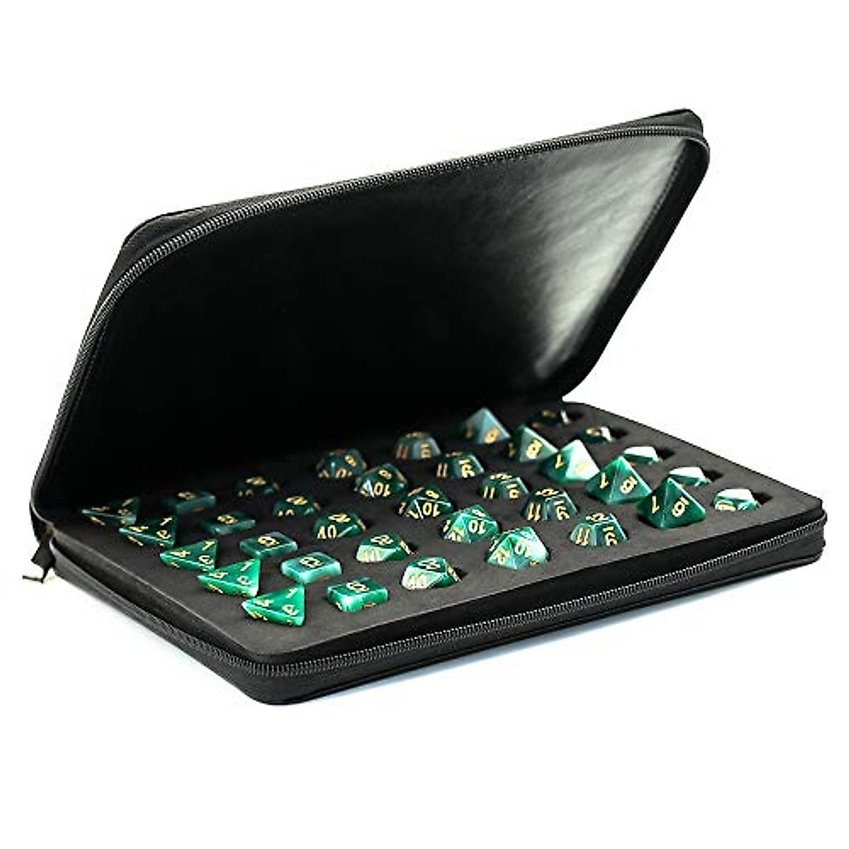 UDIXI Leather Dice Bag , Dice Box for Dice Storage, Role Playing Game as Dungeons and Dragons, Holds Up to 35 Dices/7 Sets DND Dice - Black