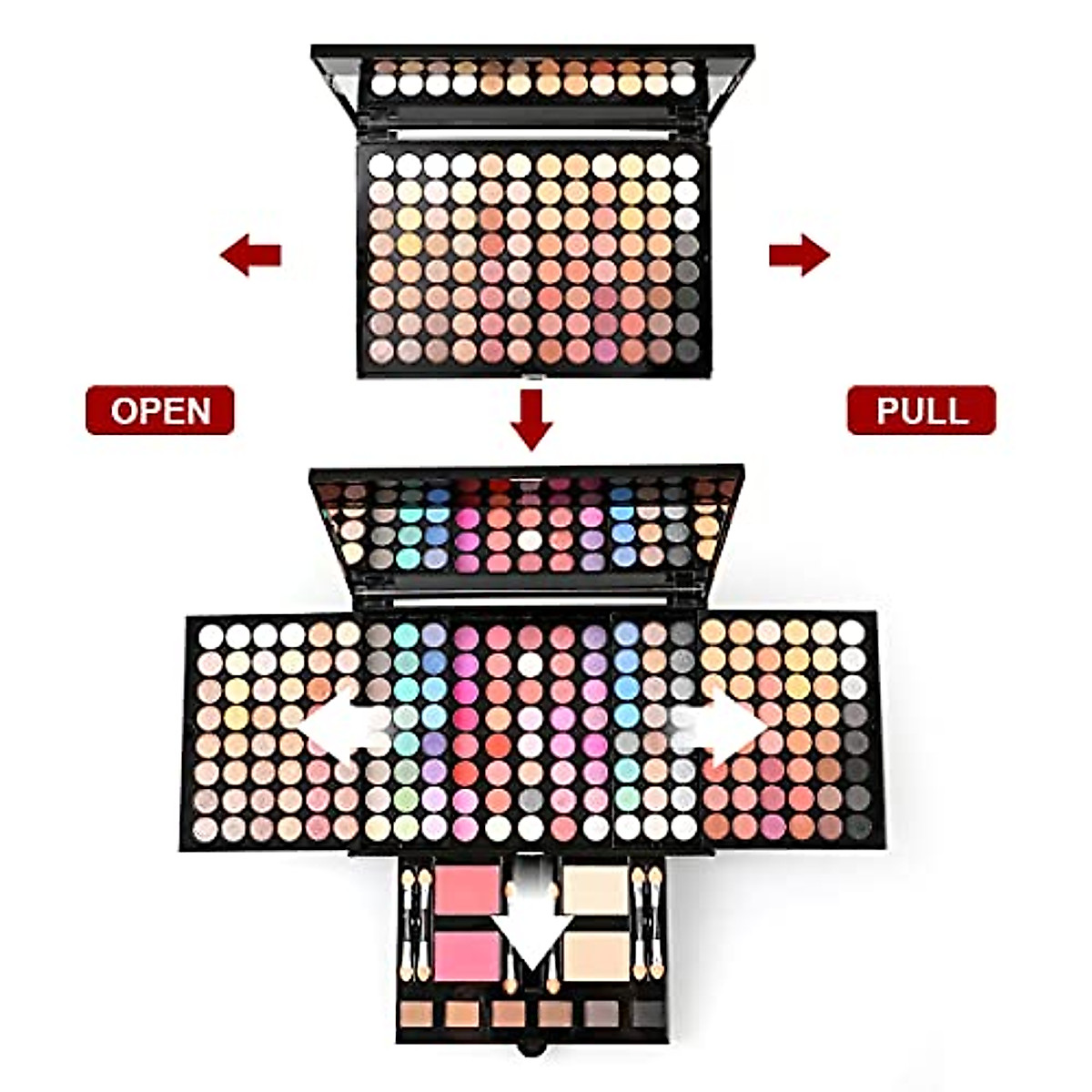194 Colors Pink Cosmetic Make up Palette Set Kit with Eyeshadow Blusher Eyebrow Powder Face Concealer,All-in-One High Pigment Powder Pallet Kit with Mirror, Applicators