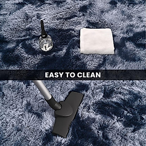 Terrug Fluffy Area Rugs for Living Room Bedroom, 5x8 Feet Tie-Dyed Blue Grey Shag Large Rug Fuzzy Throw Carpet, Anti-Skid Modern Indoor Shaggy Rug for Boy Girls Kids Nursery Room Dorm Home Decor