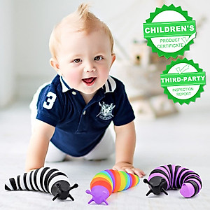 Cevioce Fidget Slug Toy, Sensory Slug Fidget Toy for Kids & Adults, 3Pcs Cute Autism Sensory Toys for Autistic Children, Toddler Stress Relief Toy｜Easter Basket Stuffers Valentines Gift for Kids ADHD